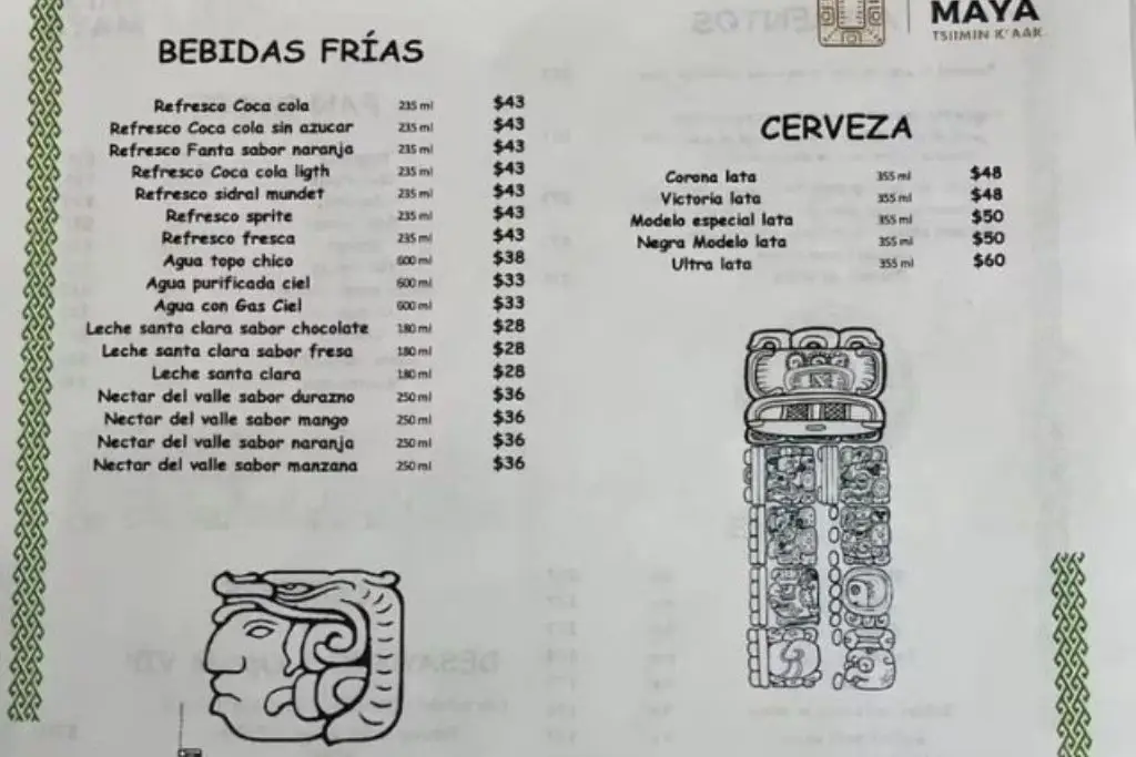 Este es el menú y el precio de los productos en la cafetería del Tren ...